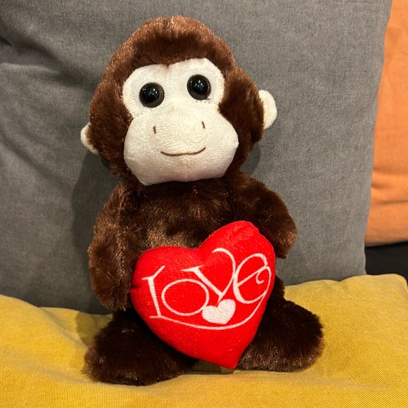 CALPLUSH | Toys | Calplush Stuffed Monkey With Red Heart | Poshmark